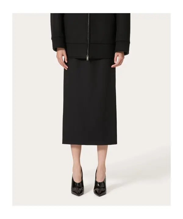 Valentino Garavani Grisaille Straight Hem Midi Skirt - Black