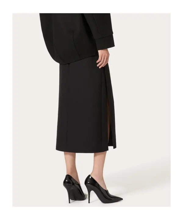 Valentino Garavani Grisaille Straight Hem Midi Skirt - Black