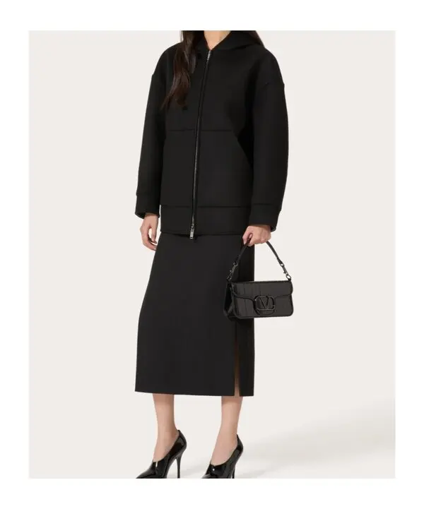 Valentino Garavani Grisaille Straight Hem Midi Skirt - Black