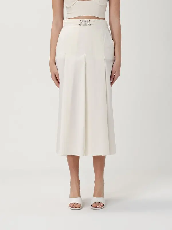 TWINSET Logo Plaque Pleated Midi Skirt