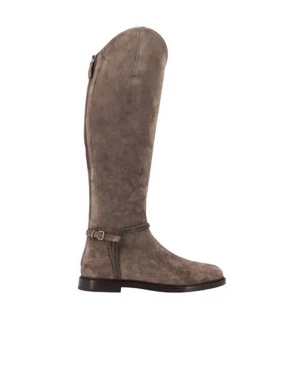 Brunello Cucinelli Knee High Buckled Boots - Brown