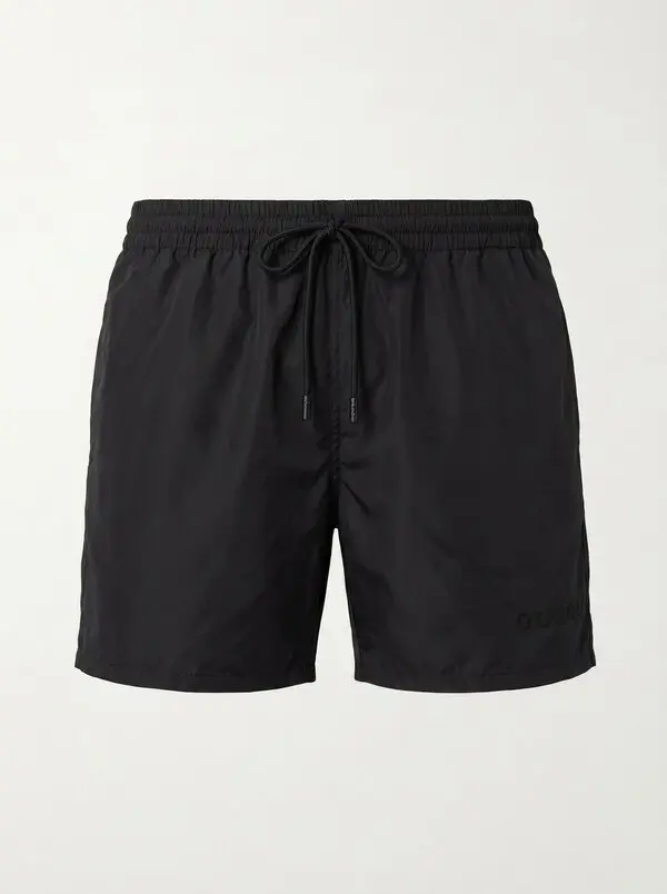 Gucci Logo Drawstring Swim Shorts - Black