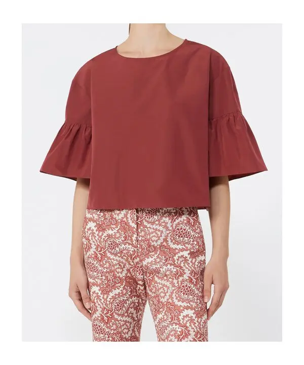 Max Mara Break" Ruffled Sleeve Top - Cherry