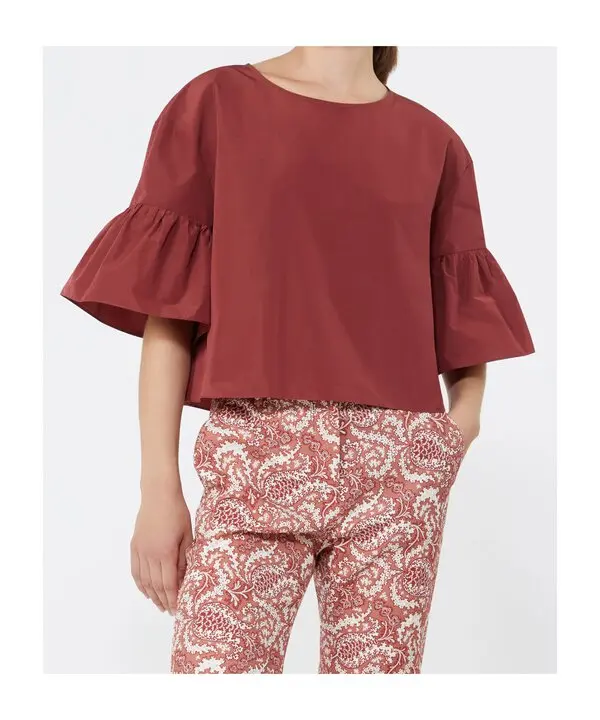 Max Mara Break" Ruffled Sleeve Top - Cherry