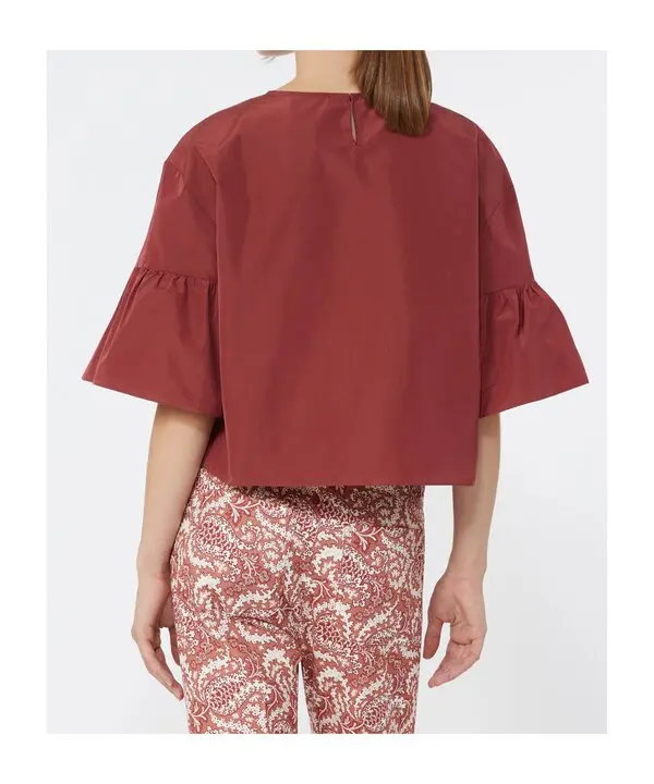 Max Mara Break" Ruffled Sleeve Top - Cherry