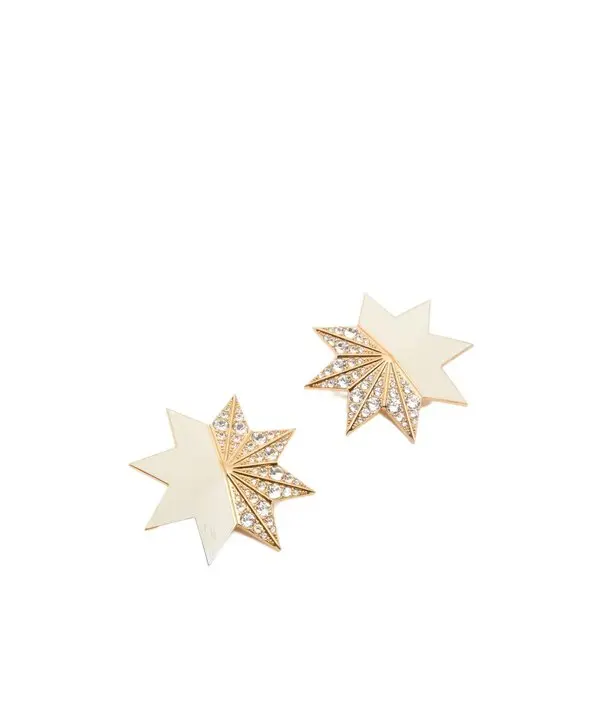 Valentino Garavani Pas Plus Earrings In Metal, Enamel And Swarovski Crystals - White
