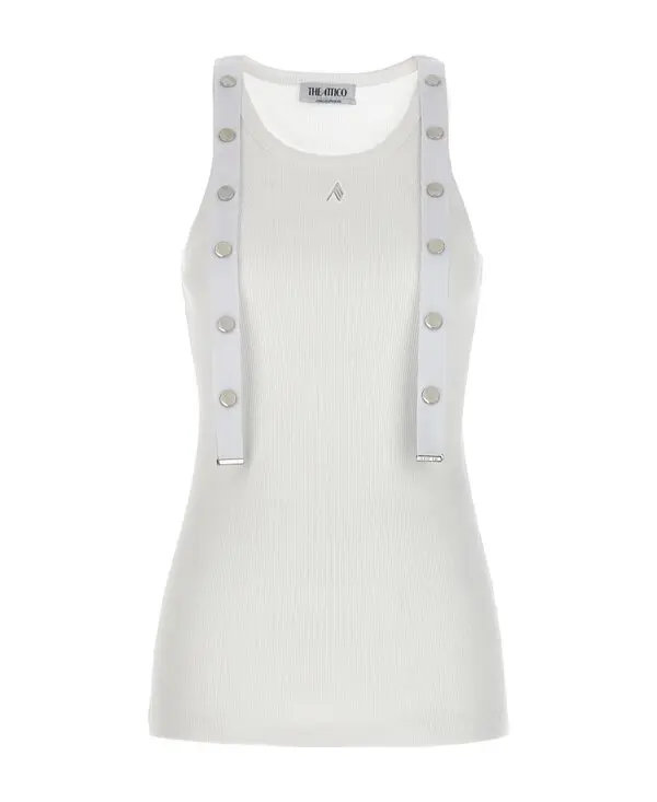 Attico Logo Patch Ribbed Tank Top - White