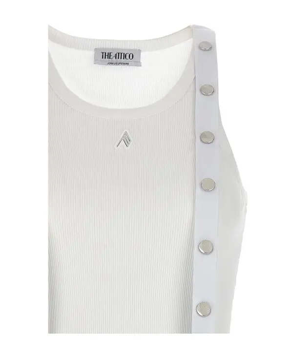 Attico Logo Patch Ribbed Tank Top - White