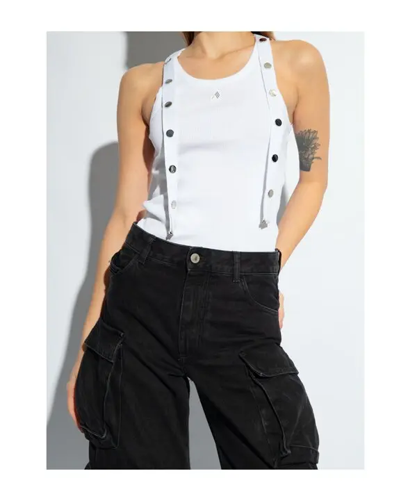 Attico Logo Patch Ribbed Tank Top - White
