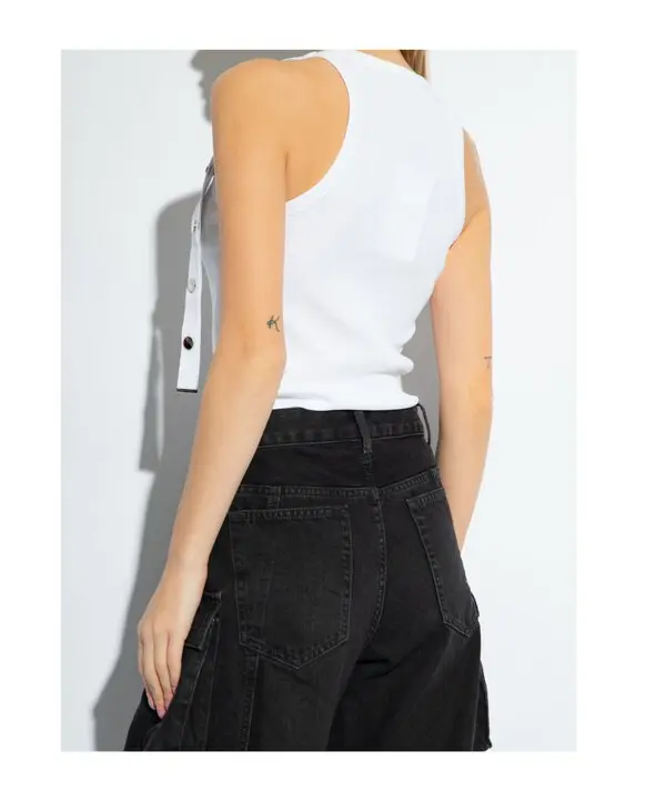 Attico Logo Patch Ribbed Tank Top - White