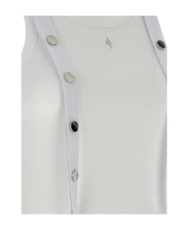 Attico Logo Patch Ribbed Tank Top - White