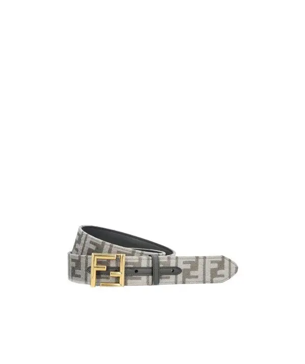 Fendi Ff Monogram Leather Belt - Gray