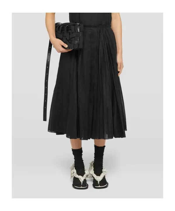 JIL SANDER Wide Pleated Skirt - Black