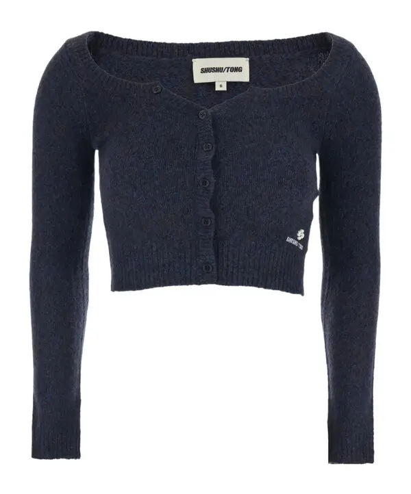 SHUSHU/TONG Cropped Logo Cardigan - Blue