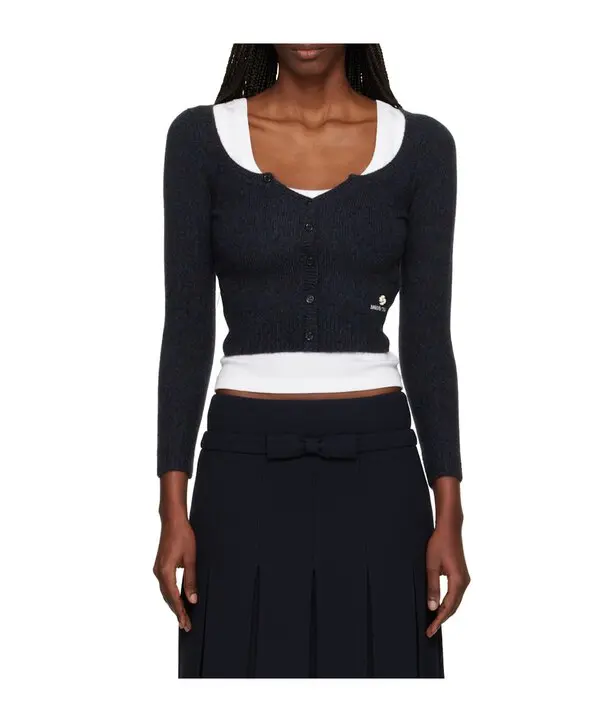 SHUSHU/TONG Cropped Logo Cardigan