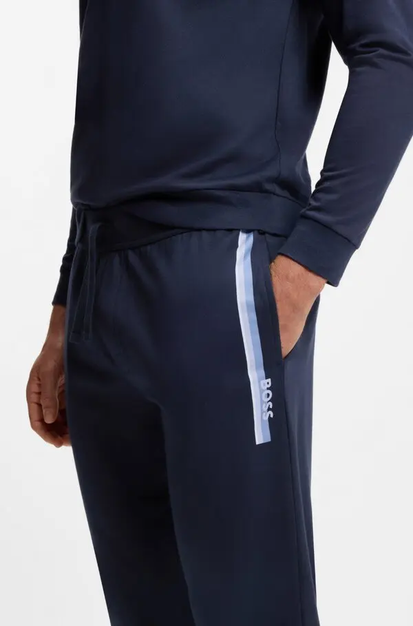 Hugo Boss Cotton-terry Tracksuit Bottoms With Stripes And Logo
