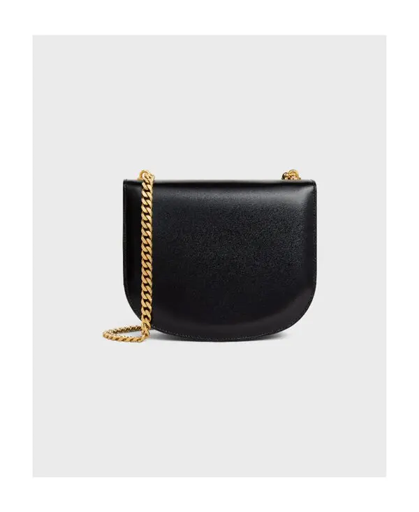 Celine Teen Chain Besace Triomphe In Shiny Calfskin - Black