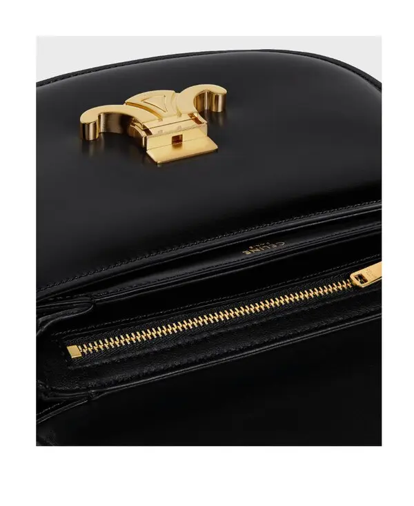 Celine Teen Chain Besace Triomphe In Shiny Calfskin - Black