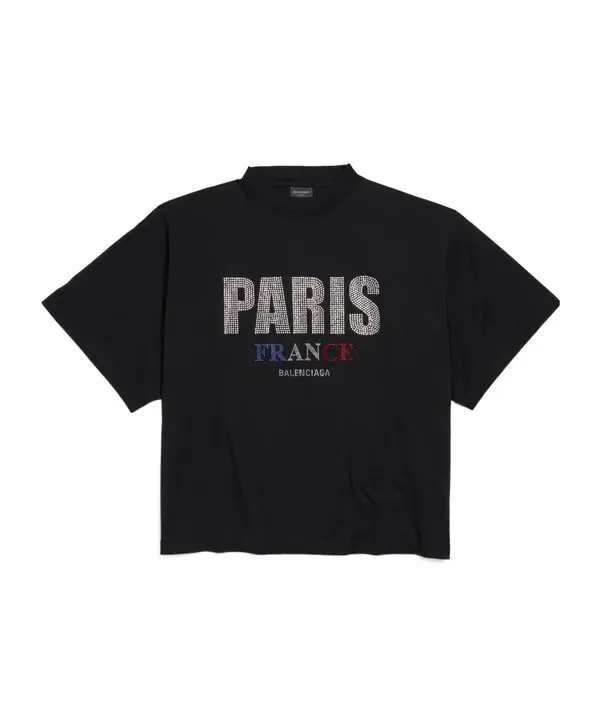 Balenciaga Strass Cropped Oversized T-shirt