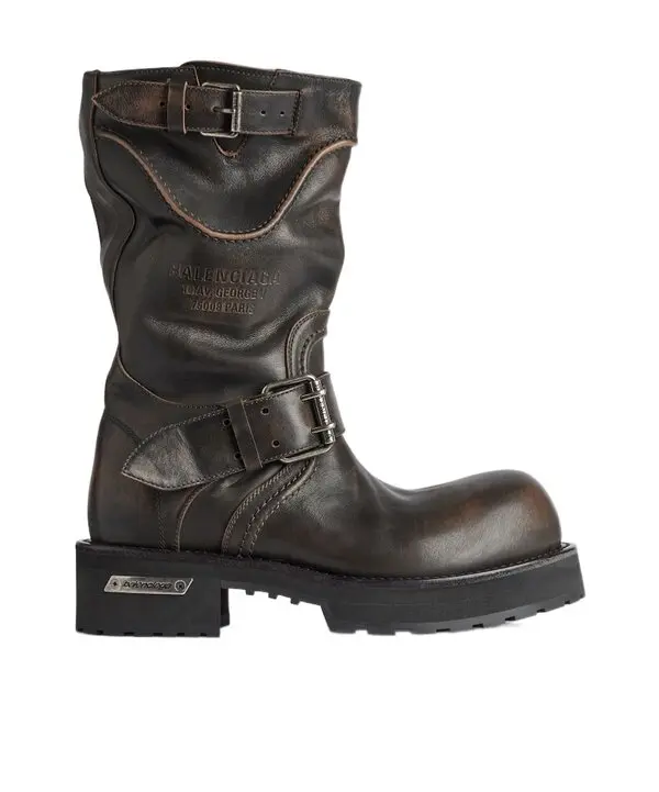 Balenciaga Venom Buckled Leather Boots - Brown