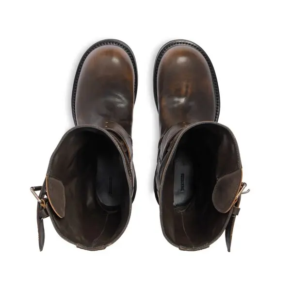 Balenciaga Venom Buckled Leather Boots - Brown