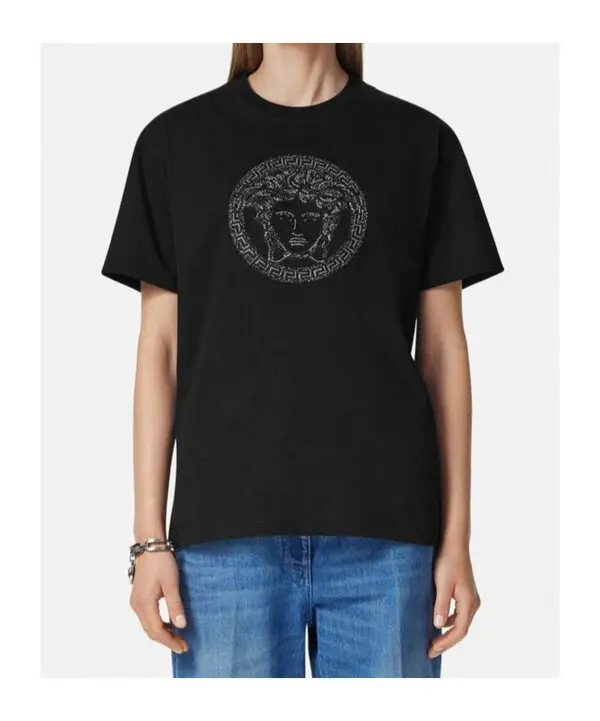 Versace Logo Embellished Crewneck T-shirt