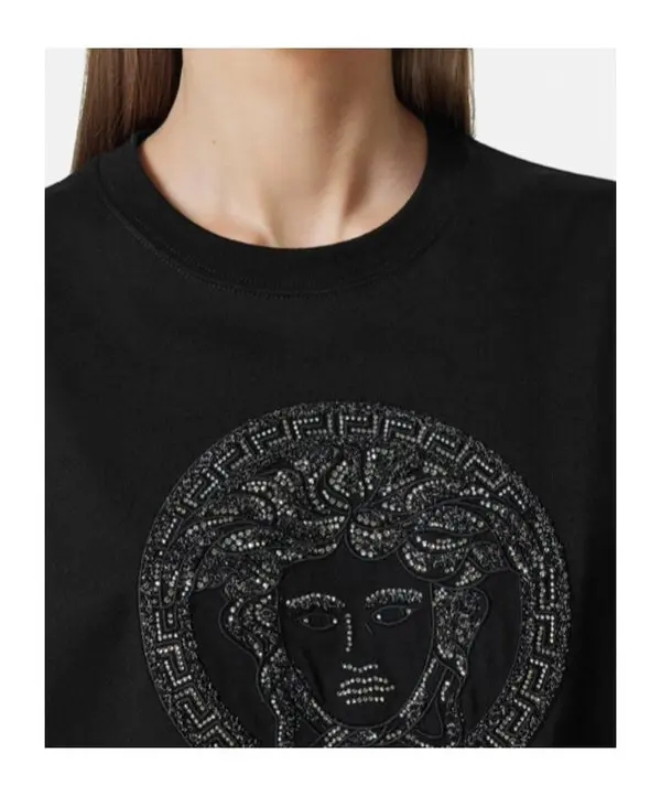 Versace Logo Embellished Crewneck T-shirt