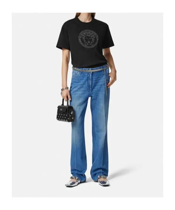 Versace Logo Embellished Crewneck T-shirt