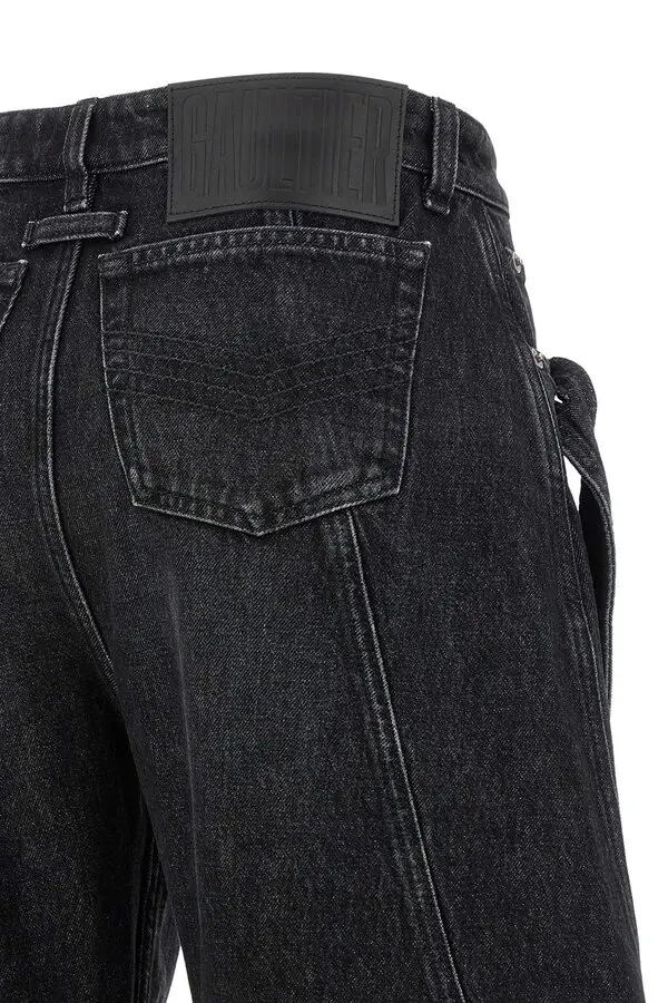 JEAN PAUL GAULTIER Low-rise Jeans With Twist Stitching - Black