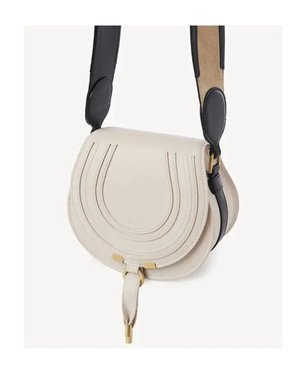 Chloé Marcie Small Saddle Shoulder Bag - Nude
