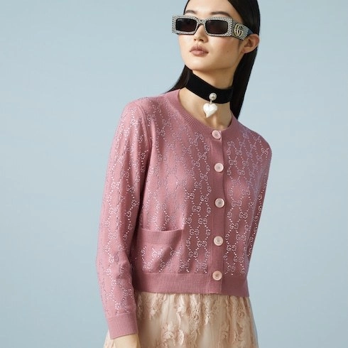 Gucci Gg Crystal-embellished Wool Cardigan