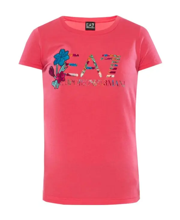 EA7 Floral Print T-shirt - Red