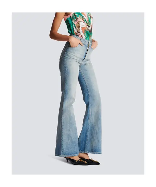 Balmain Flared High-waisted Denim Jeans - Blue