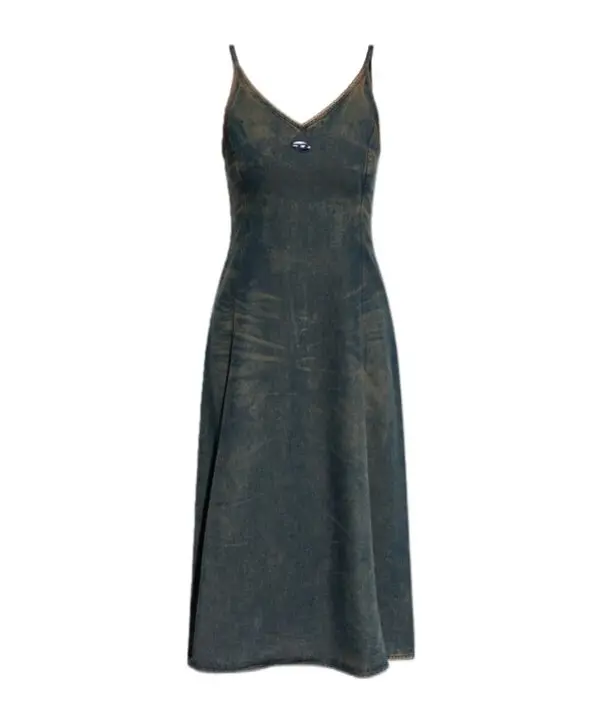 DIESEL® De-beld-s V-neck Denim Dress - Navy Blue