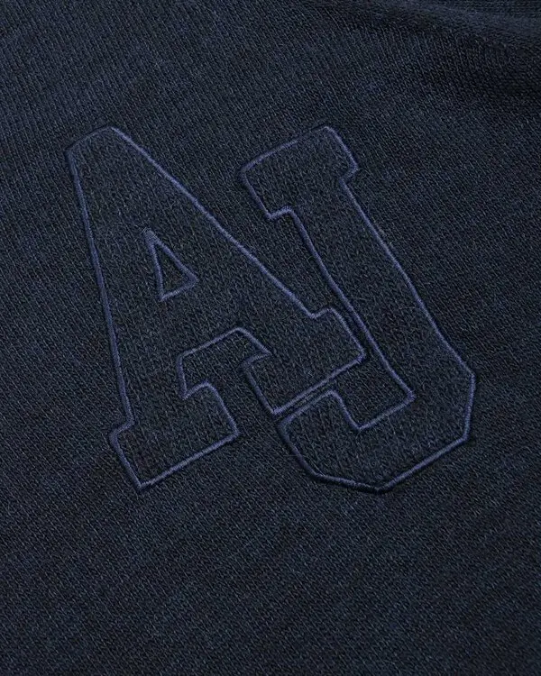 Emporio Armani Crew Neck Pullover With Embellished Logo - Black