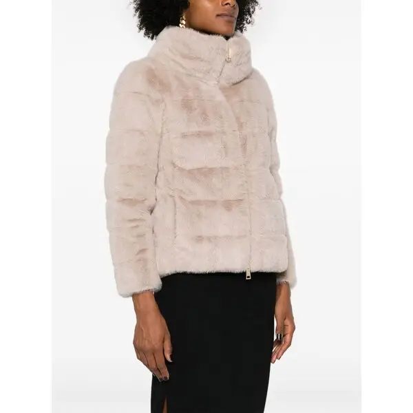 Herno Faux Fur Zip Up Jacket - Nude