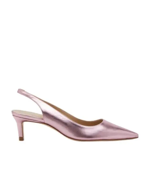 STUART WEITZMAN Metallic Slingback Low Heel Pumps