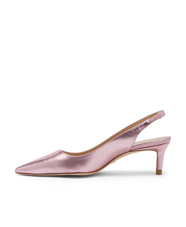 STUART WEITZMAN Metallic Slingback Low Heel Pumps