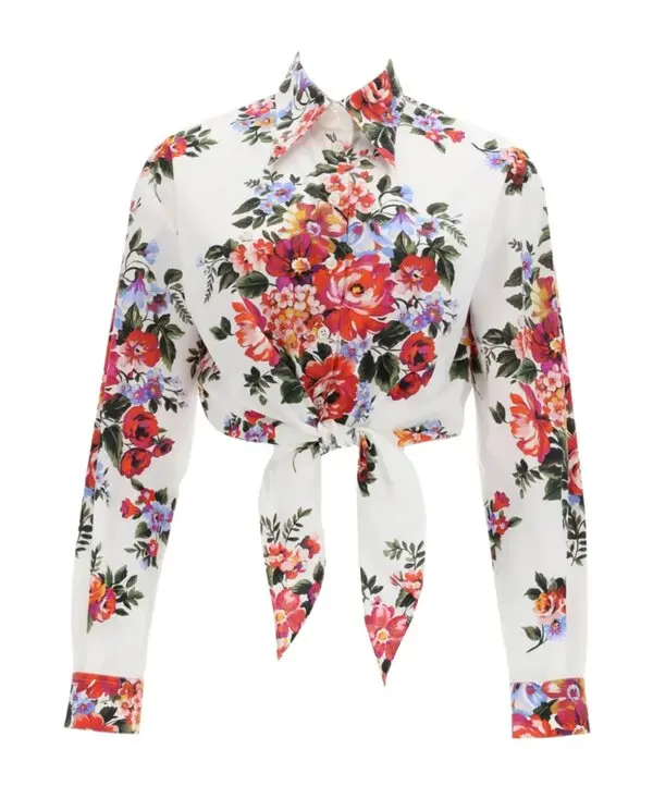 Dolce & Gabbana Floral Tie-front Blouse - Multicolor