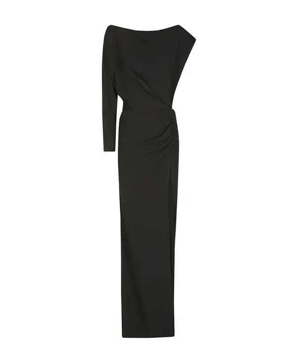 Red Valentino Asymmetrical Long Sleeve Dress With Slit