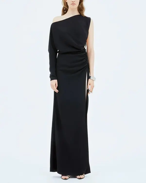 Red Valentino Asymmetrical Long Sleeve Dress With Slit
