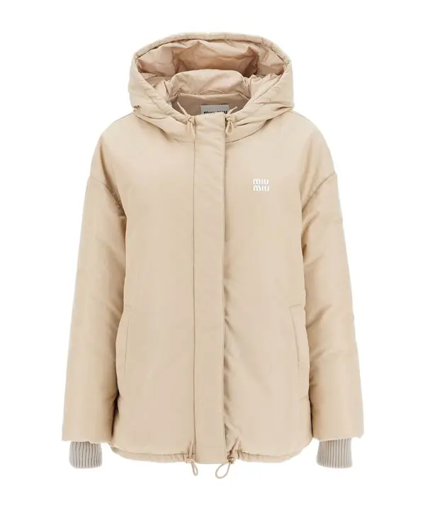 Miu Miu Drawstring Hooded Down Jacket