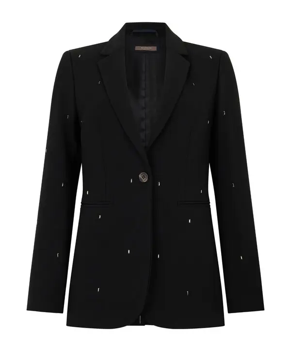 Peserico Embellished Long Sleeved Single-breasted Blazer - Black