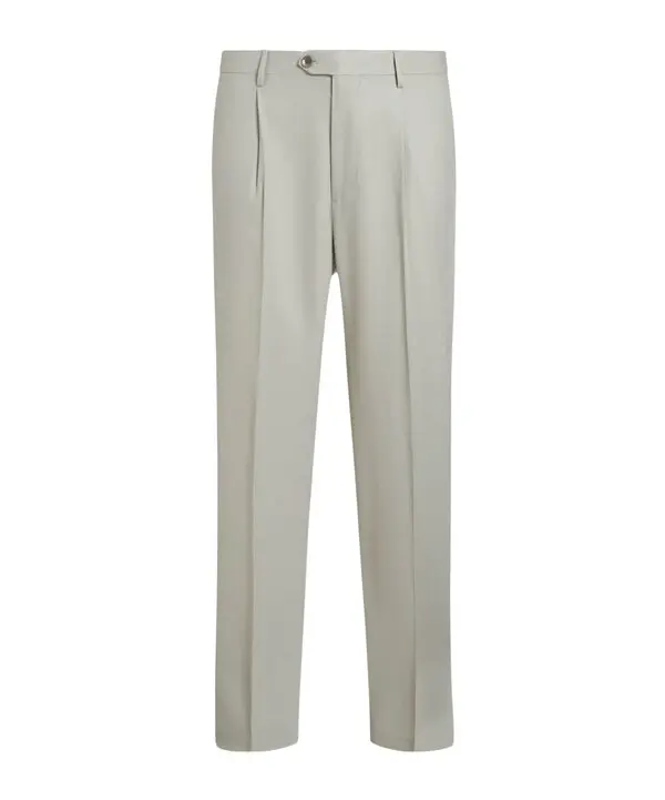 Etro Wool Trousers With Pleats - Gray