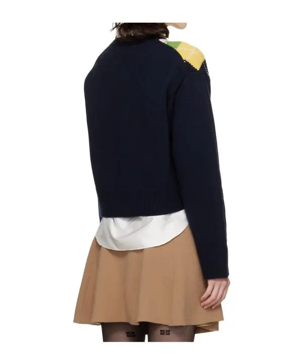 GANNI Wool Blend Diamond Pattern Knit Sweater
