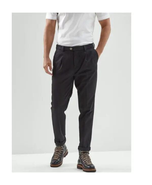 Brunello Cucinelli Pleated Gabardine Trousers - Black