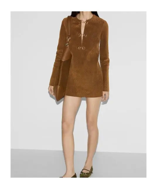 Gucci Monogrammed Horsebit Mini Dress - Brown