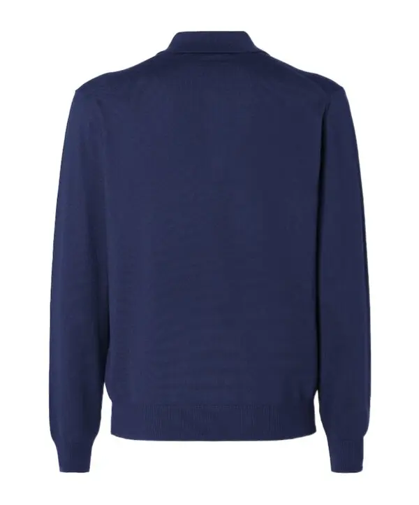 Fendi Ff Plaque Long Sleeved Polo Shirt - Blue