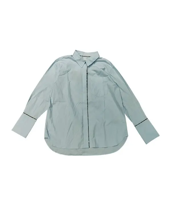 Burberry Check Trim Stretch Cotton Shirt - Gray