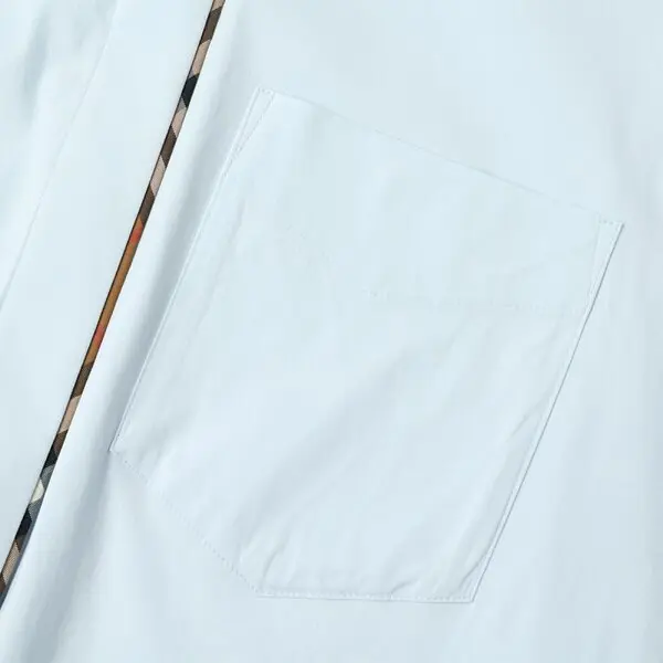 Burberry Check Trim Stretch Cotton Shirt